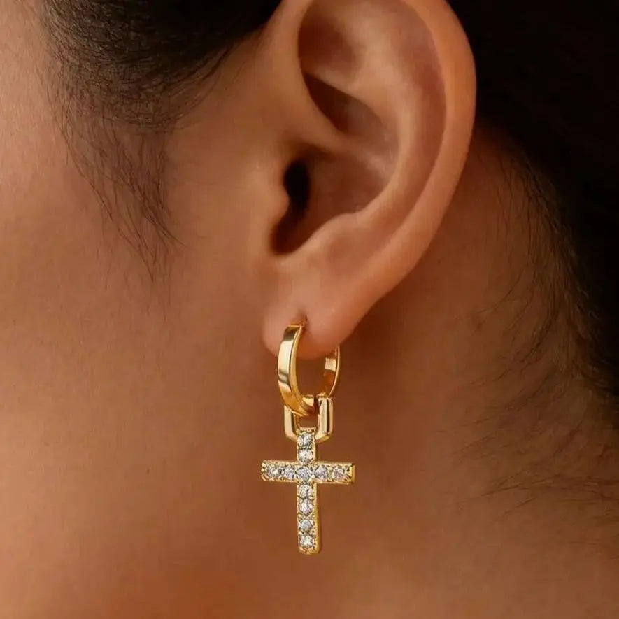 Selah Cross Charm Hoops – jewleryjackandjen